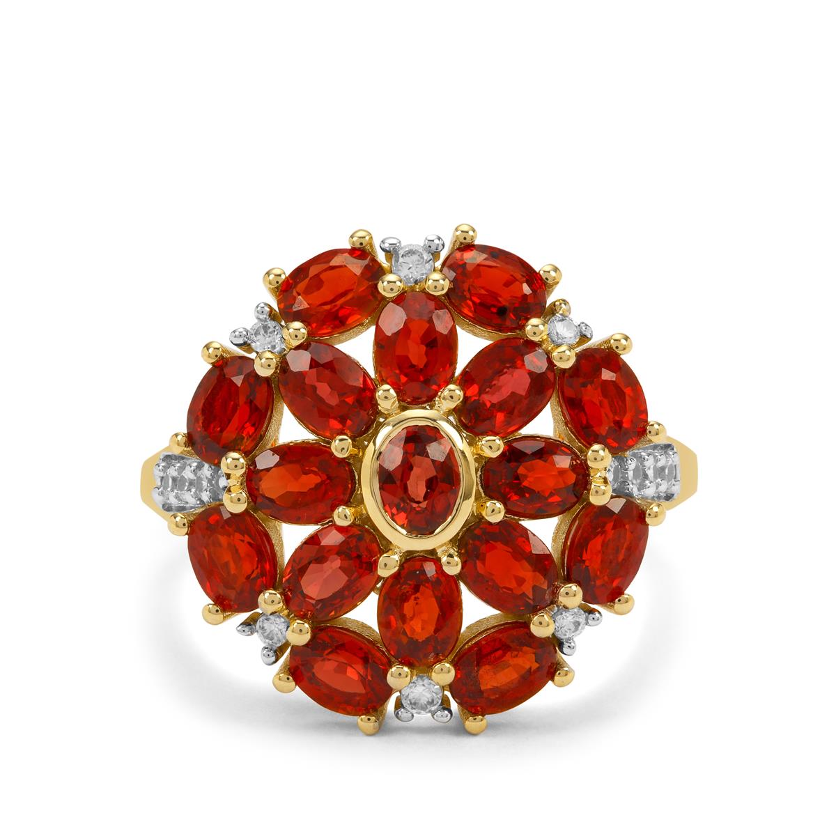 Songea Red Sapphire Ring with White Zircon in 9K Gold 4.10cts | Gemporia