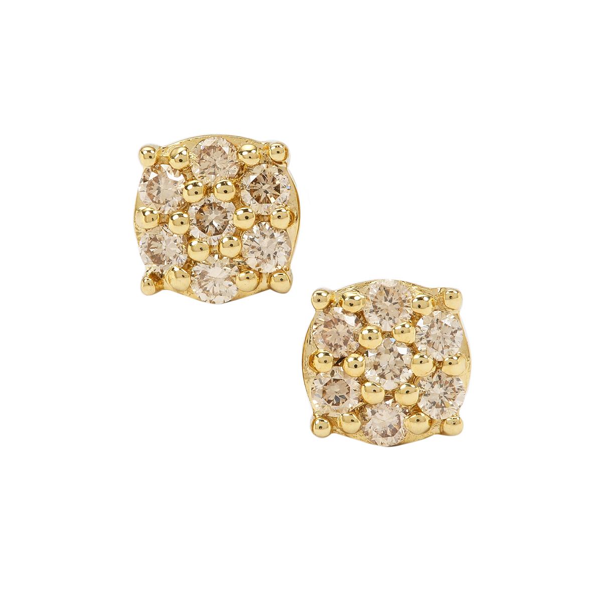 Champagne Argyle Diamonds Earrings in 9K Gold 0.26ct | Gemporia