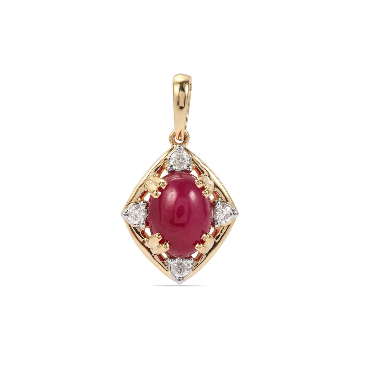 Greenland Ruby Pendant with Canadian Diamond in 9K Gold 2.21cts | Gemporia