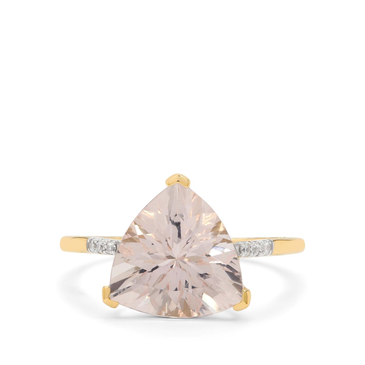 Rose Danburite Ring with White Zircon in 9K Gold 4cts | Gemporia