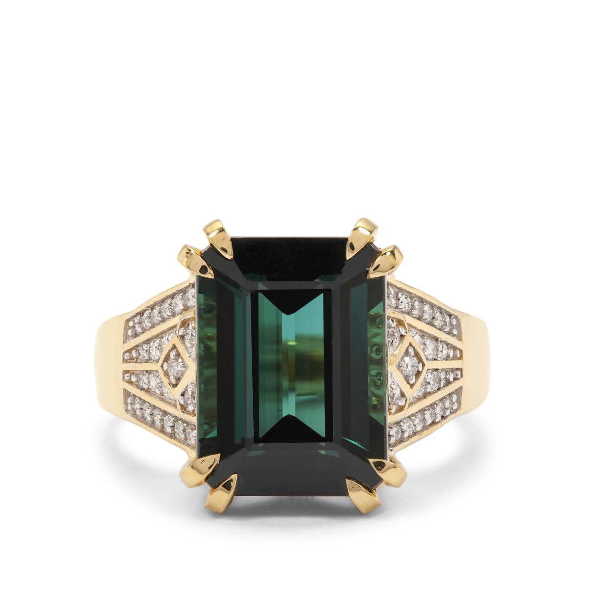 Mutuca Indicolite Ring with Diamond in 18K Gold 8.59cts | Gemporia