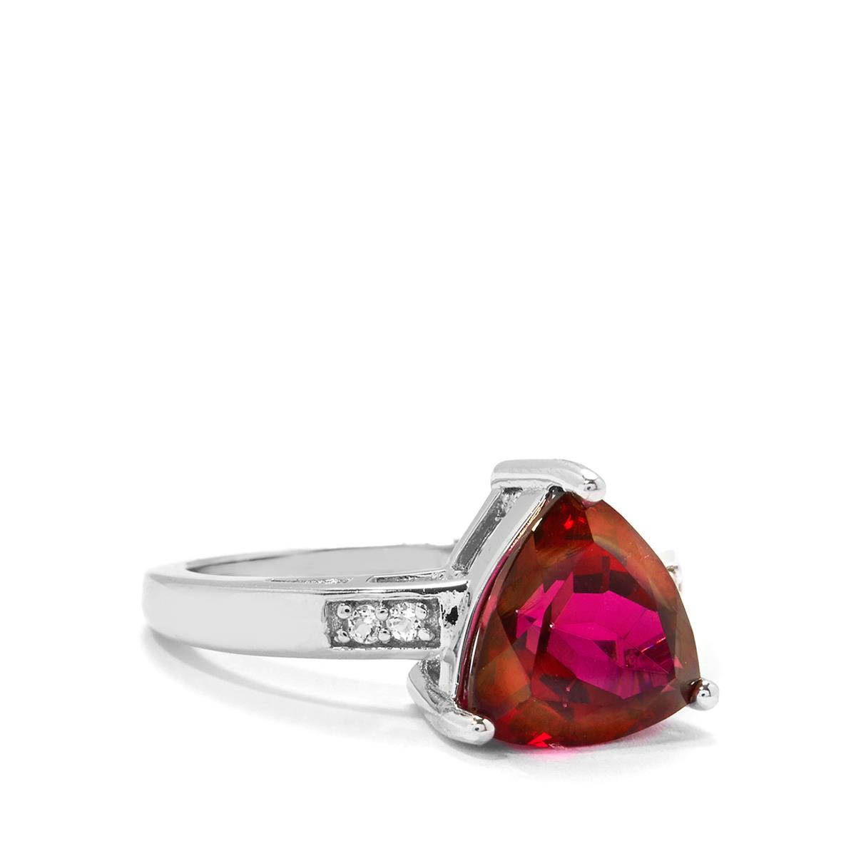 Mystic Crimson Red Topaz Ring with White Topaz in Sterling Silver ...