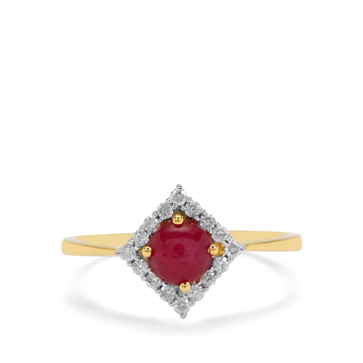 Greenland Ruby Ring with Canadian Diamond in 9K Gold 1cts | Gemporia