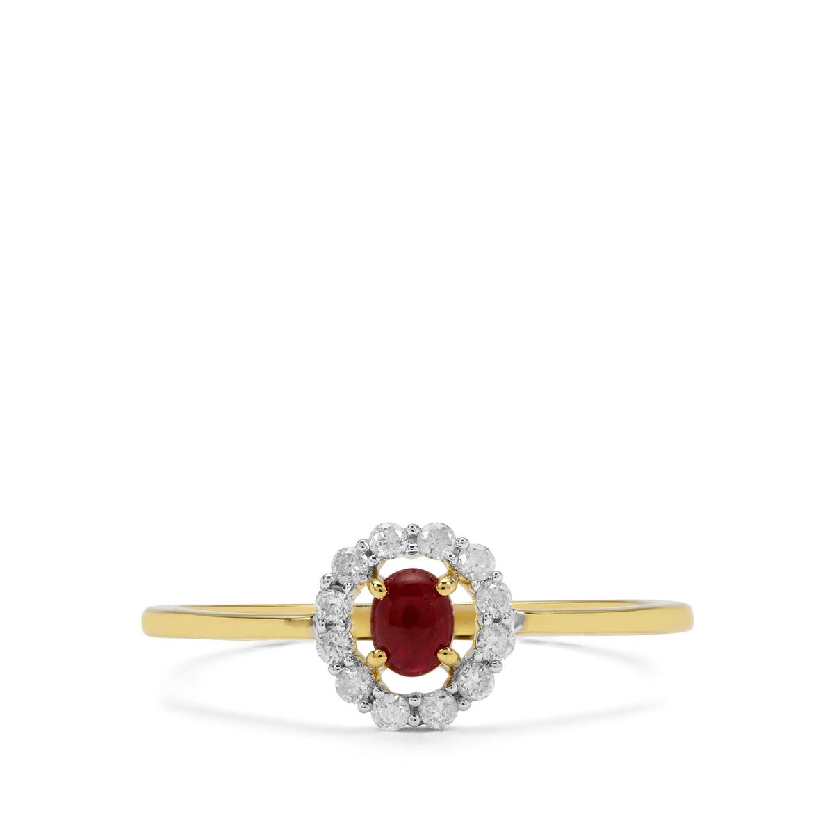 Greenland Ruby Ring with Canadian Diamond in 9K Gold 0.40ct | Gemporia