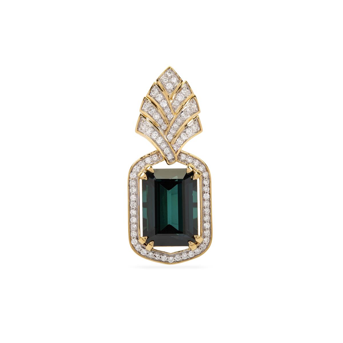Mutuca Indicolite Pendant with Diamond in 18K Gold 7.14cts | Gemporia