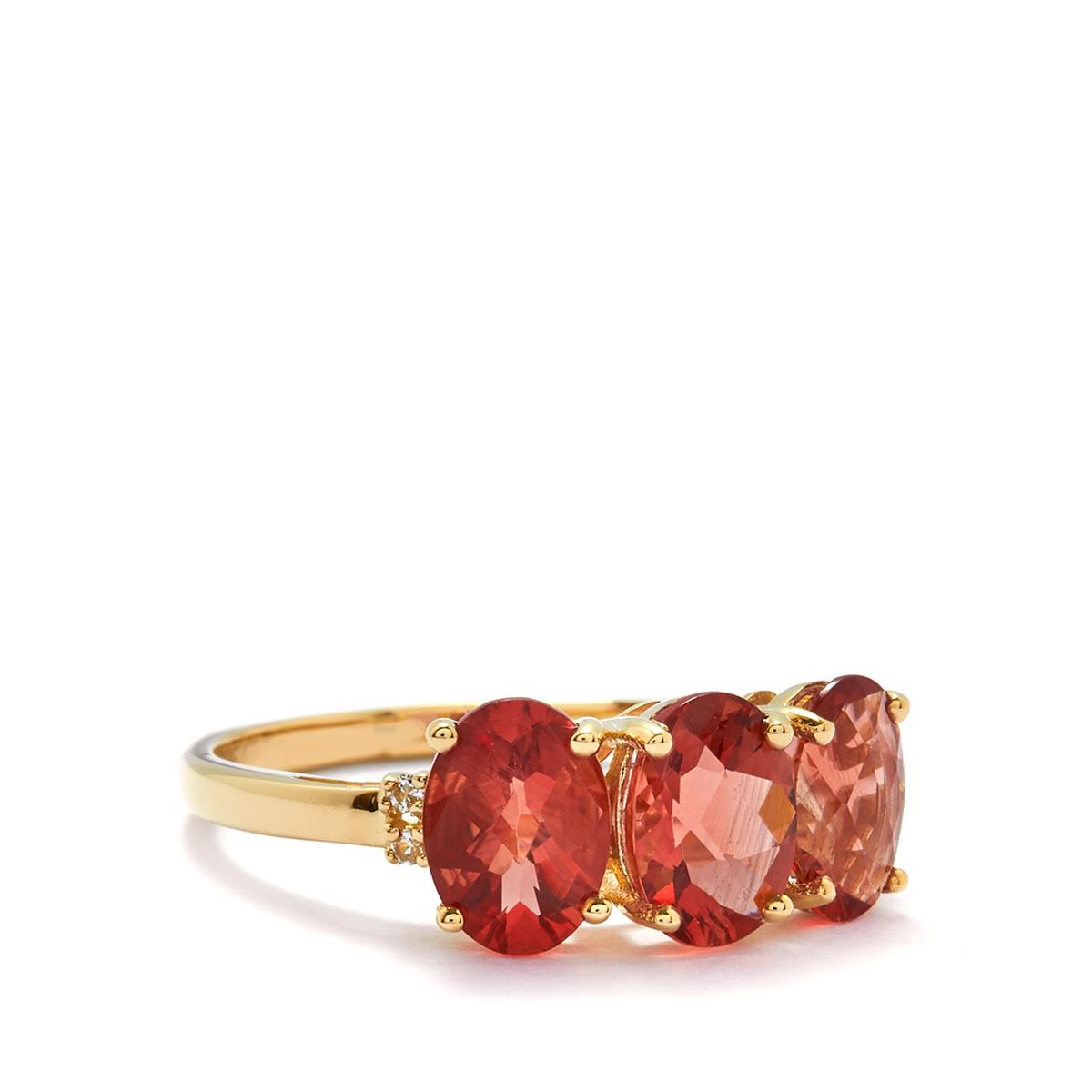 Mongolian Andesine Ring with White Topaz in 9K Gold | Gemporia