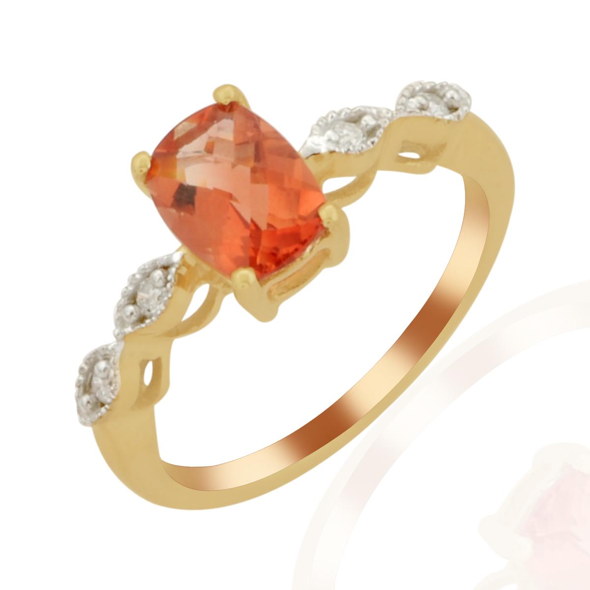 Mongolian Andesine & Diamond 9K Gold Ring ATGW 1.30cts | Gemporia