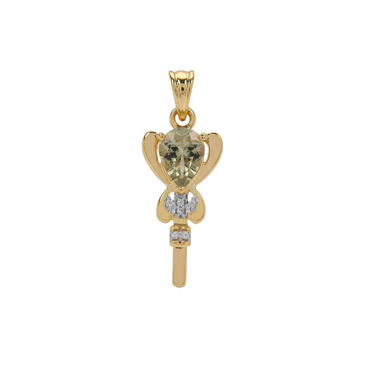 'Sovereign's Sceptre' Csarite® Pendant with White Zircon in 9K Gold 1 ...