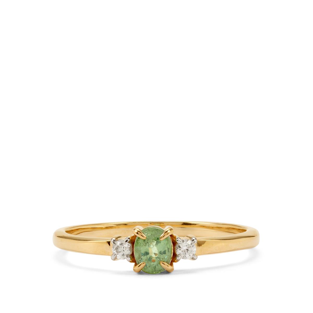 Green Dragon Demantoid Garnet Ring with White Zircon in 9K Gold 0.50cts ...