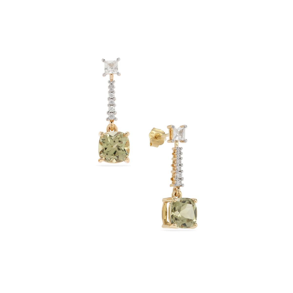 Csarite® Earrings with White Zircon in 9K Gold 3.90cts | Gemporia