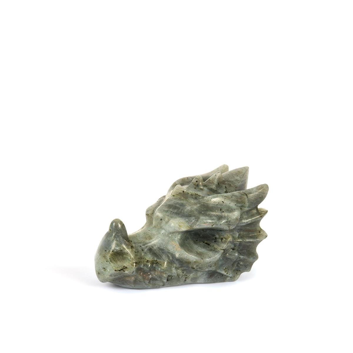 Kimbie Home Hand Carved Labradorite Moonshadow Dragon Head Objet | Gemporia