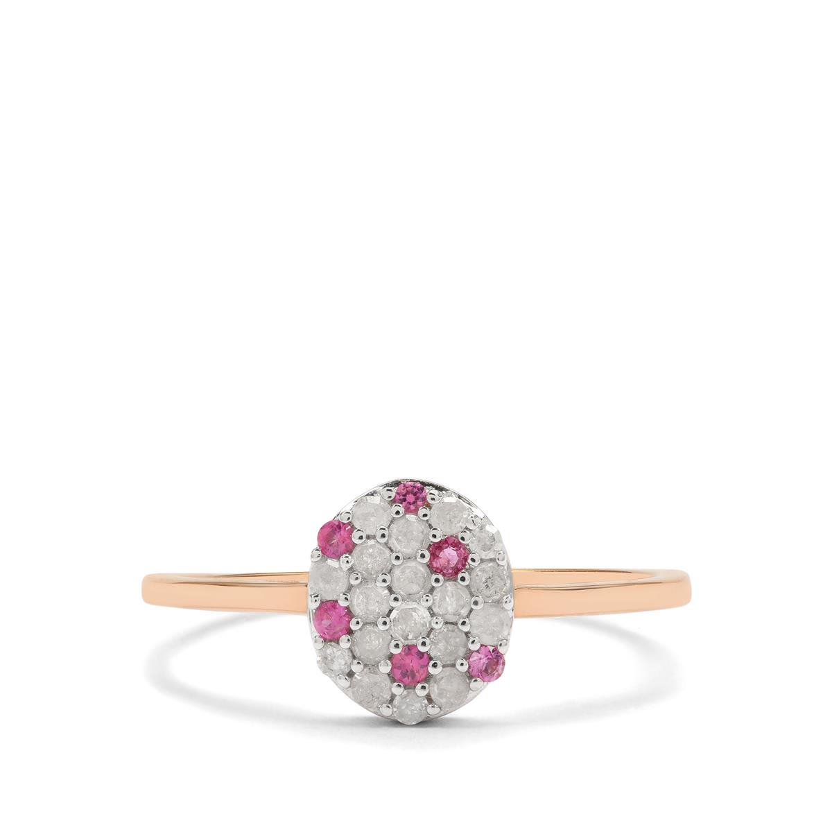 Pink Sapphire Ring with Diamond in 9K Rose Gold 0.34ct | Gemporia