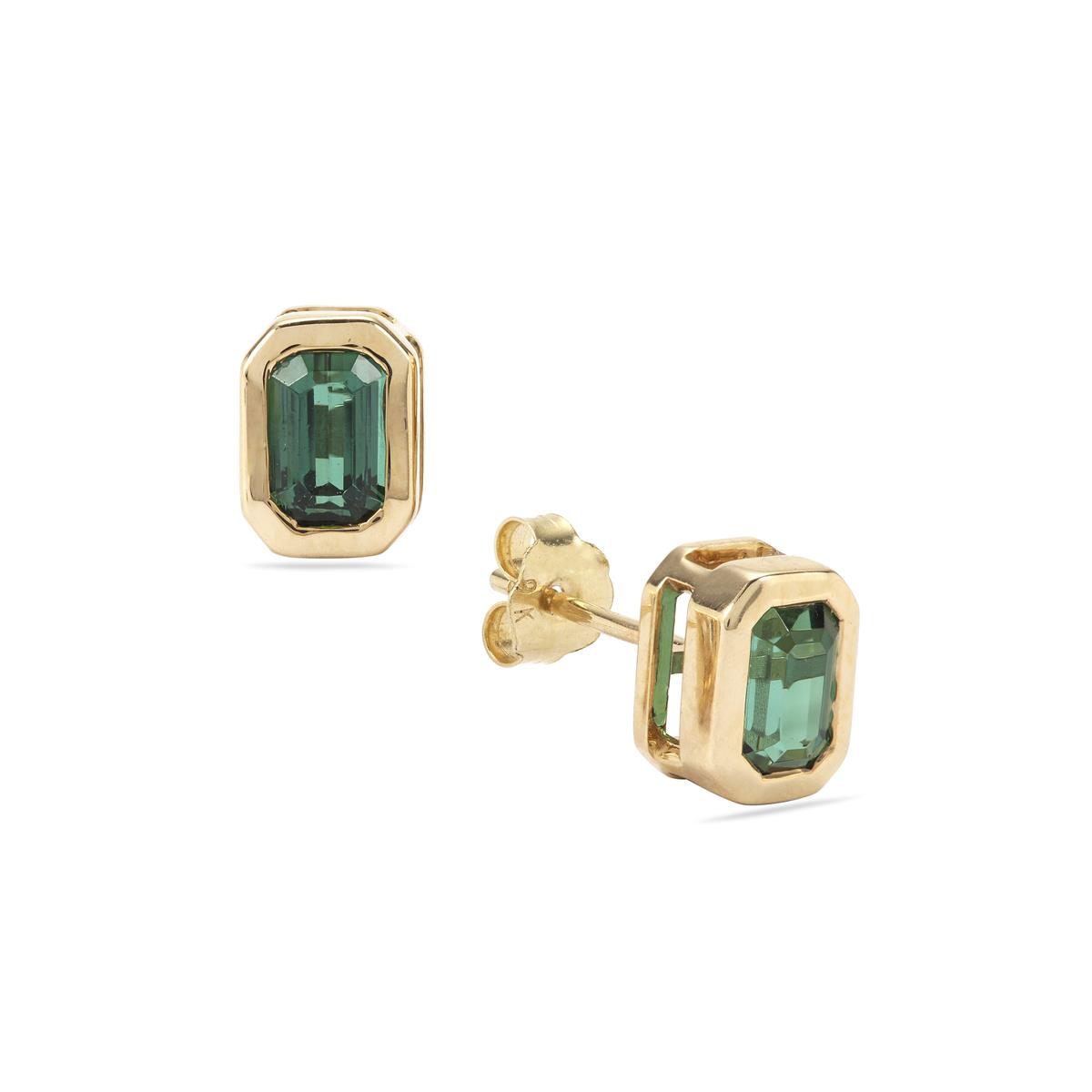 Mutuca Indicolite Earrings in 9K Gold 1.30cts | Gemporia