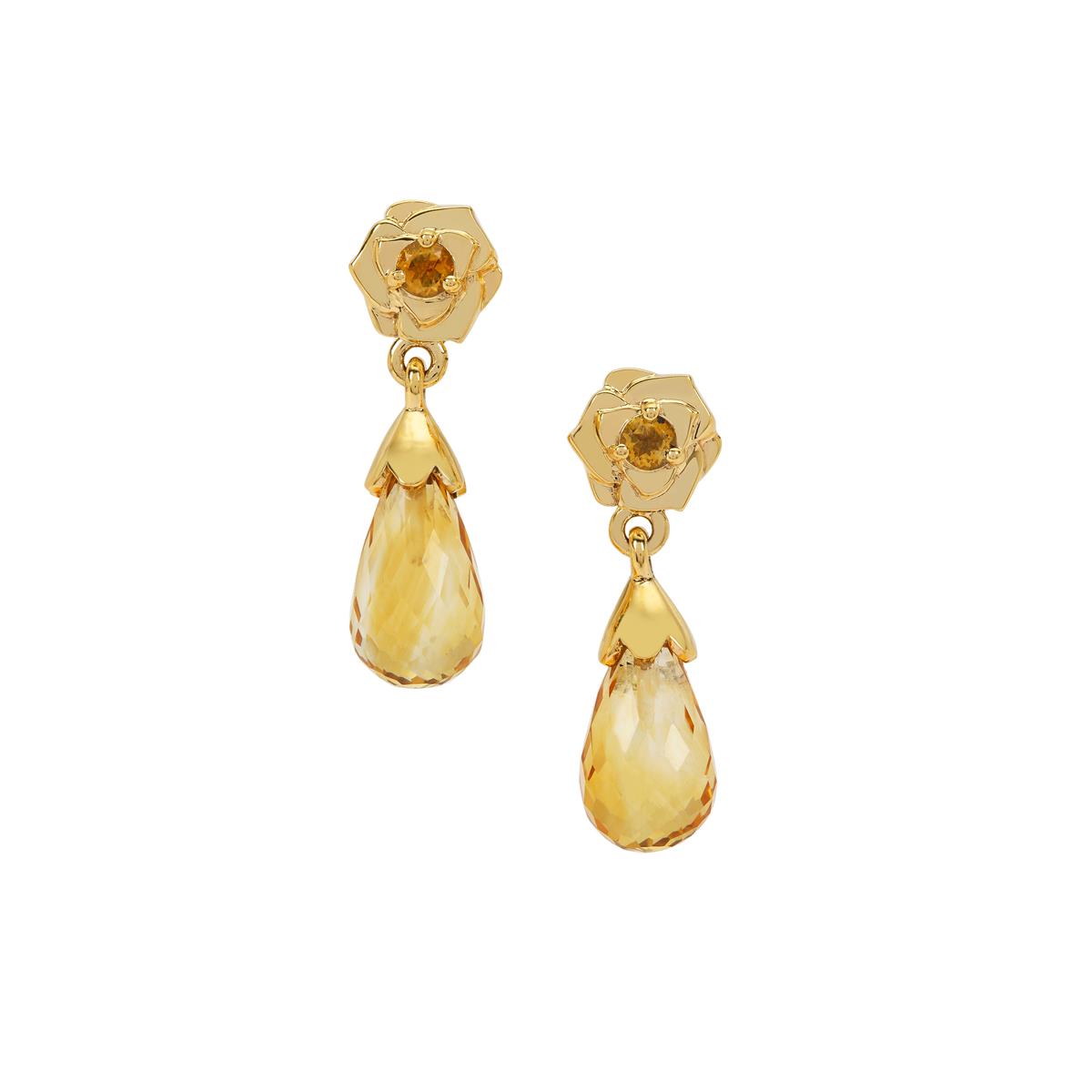 Diamantina Citrine Earrings in 9K Gold 7.65cts | Gemporia