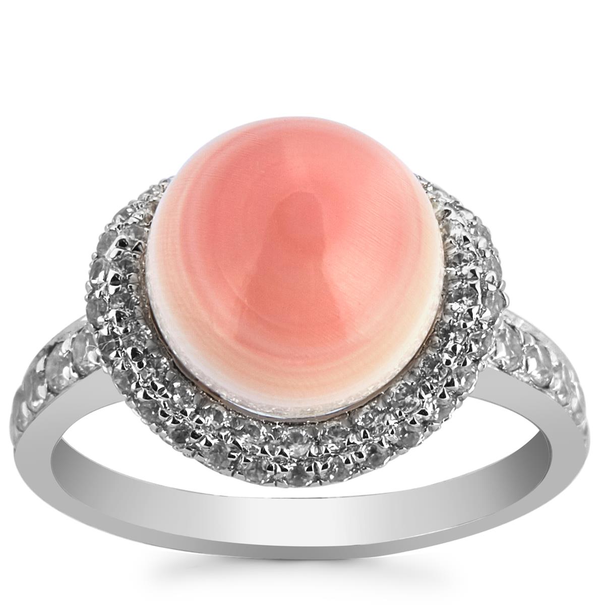 Queen Conch Shell Ring with White Zircon in Sterling Silver | Gemporia