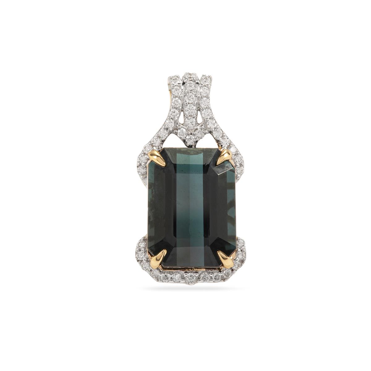 Mutuca Indicolite Pendant with Diamond in 18K Gold 5.63cts | Gemporia