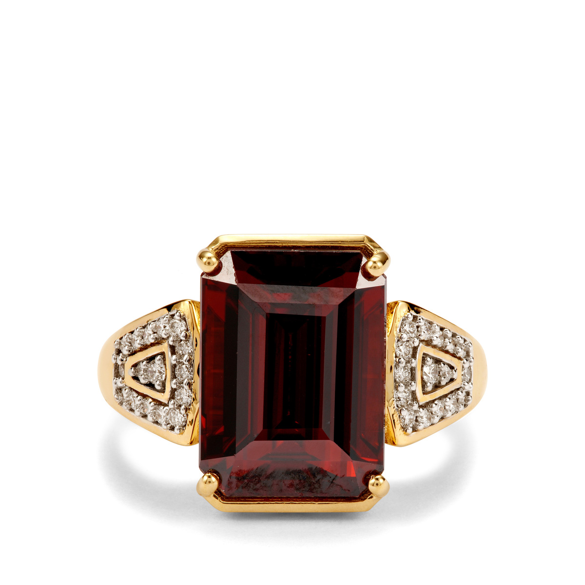 Natural Red Zircon Ring with Diamond in 18K Gold 12.70cts | Gemporia