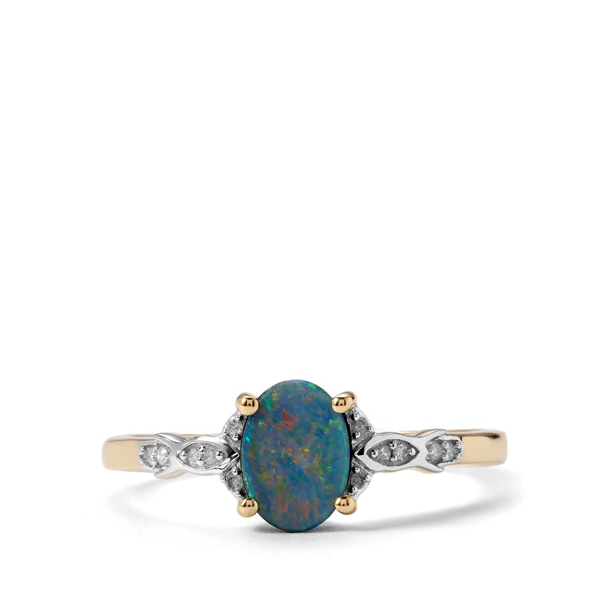 Crystal Opal on Ironstone Ring with Diamond in 9K Gold | Gemporia