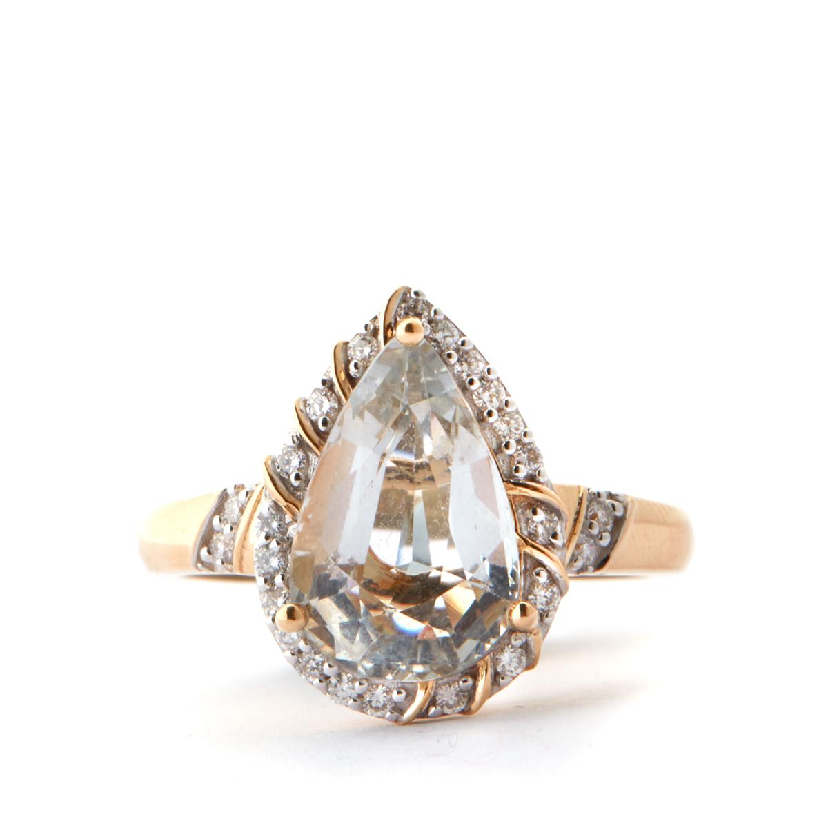 Neon Tourmaline Ring with Diamonds in 18K Gold 3.35cts | Gemporia