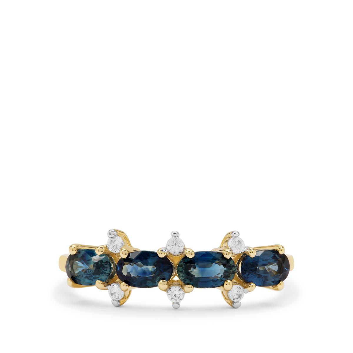 Diego Suarez Blue Sapphire Ring with White Zircon in 9K Gold 1.40cts ...
