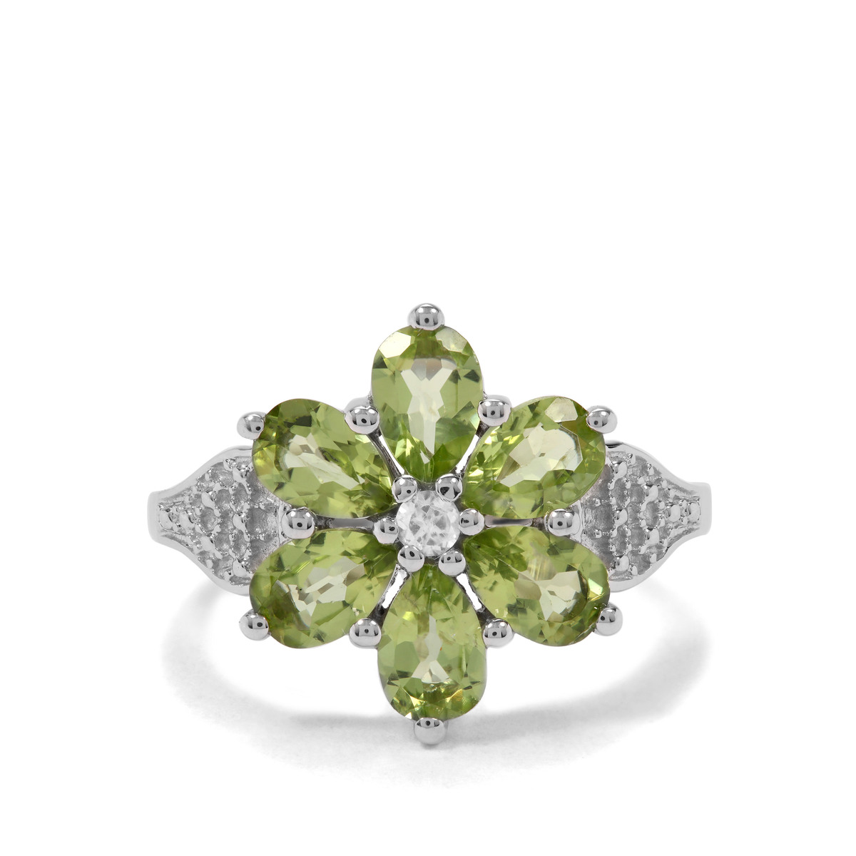Red Dragon Peridot & White Zircon Sterling Silver Ring ATGW 2.84cts ...