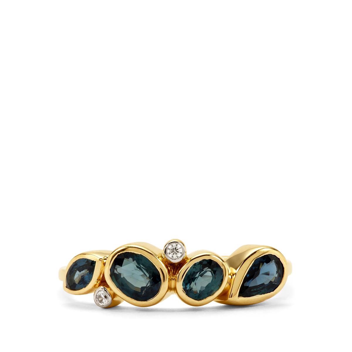 Nigerian Blue Sapphire Ring with White Zircon in 9K Gold 1.30cts | Gemporia
