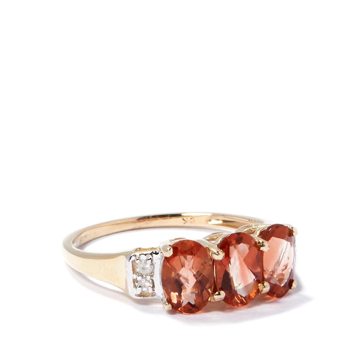 Mongolian Andesine Ring with Diamond in 9k Gold 1.27cts | Gemporia