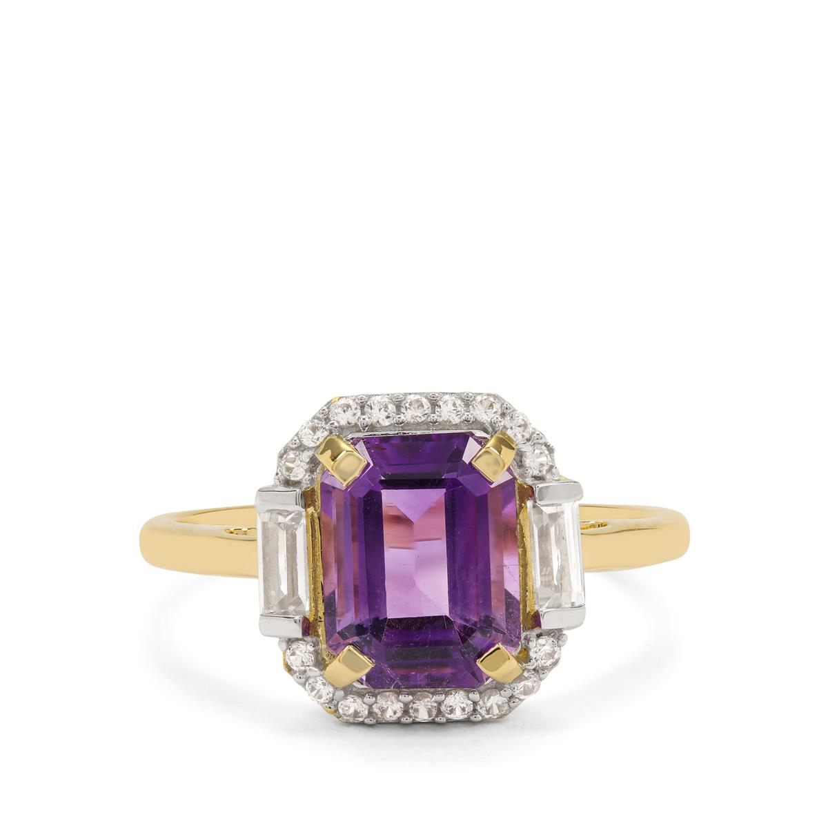 Moroccan Amethyst White Zircon 9K Gold Ring ATGW 2.60cts Gemporia