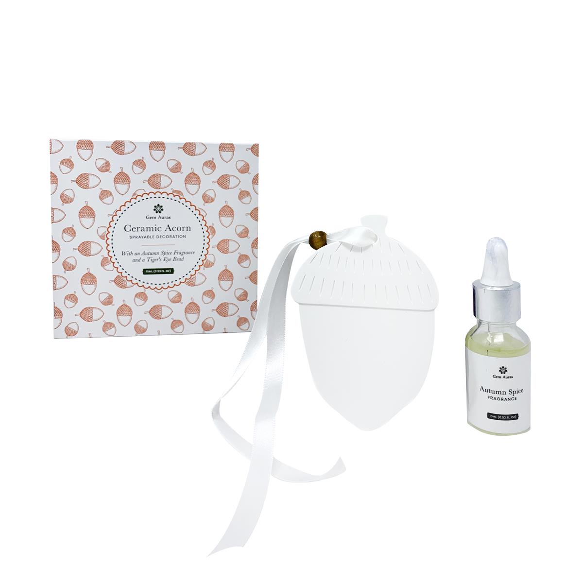 Gem Auras Acorn Ceramic Decoration - Autumn Spice Fragrance with Tiger ...