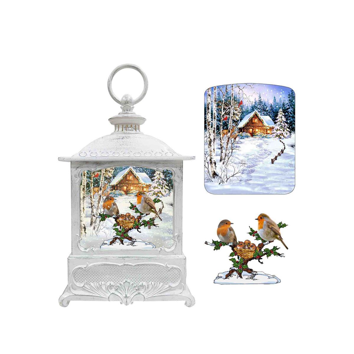 White LED Water Spinning Robin Lantern | Gemporia