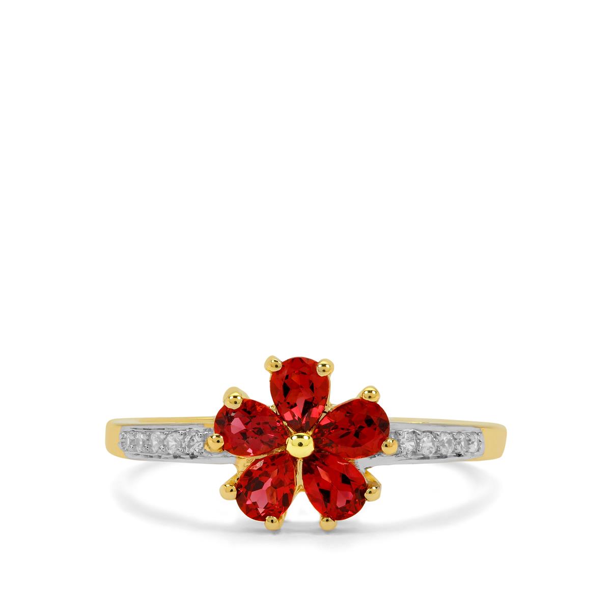Burmese Padparadscha Colour Spinel & White Zircon 9K Gold Ring ATGW 0 ...