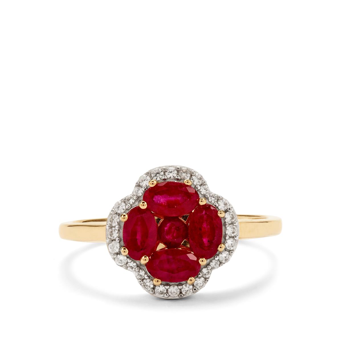 Mozambique Ruby & White Zircon 9K Gold Signature Ring 1.50cts | Gemporia