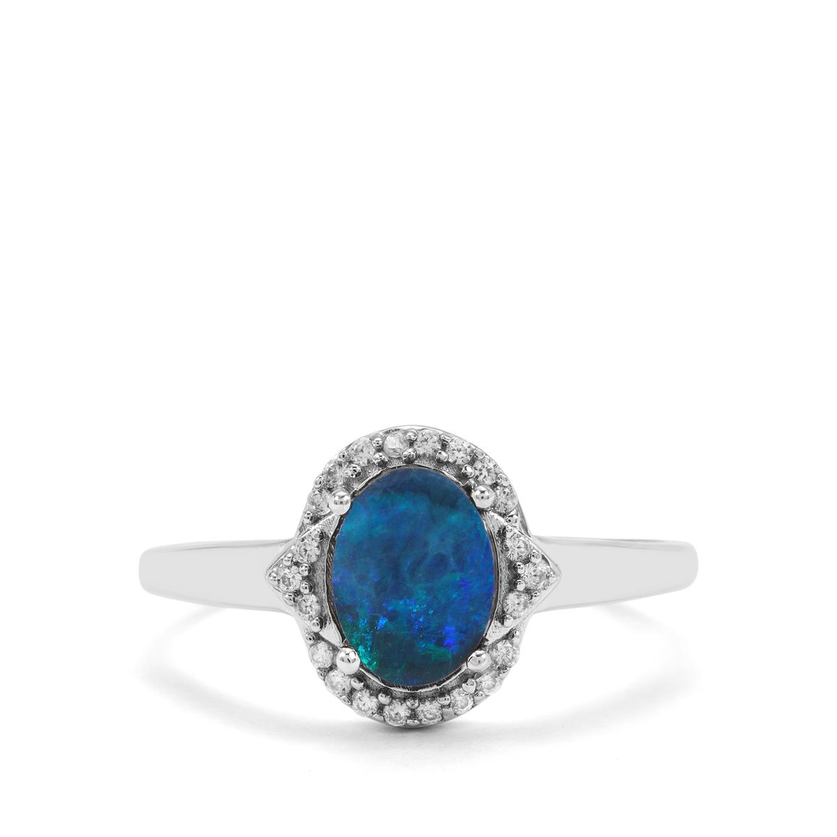 Crystal Opal on Ironstone Ring with White Zircon in 9K White Gold 1 ...