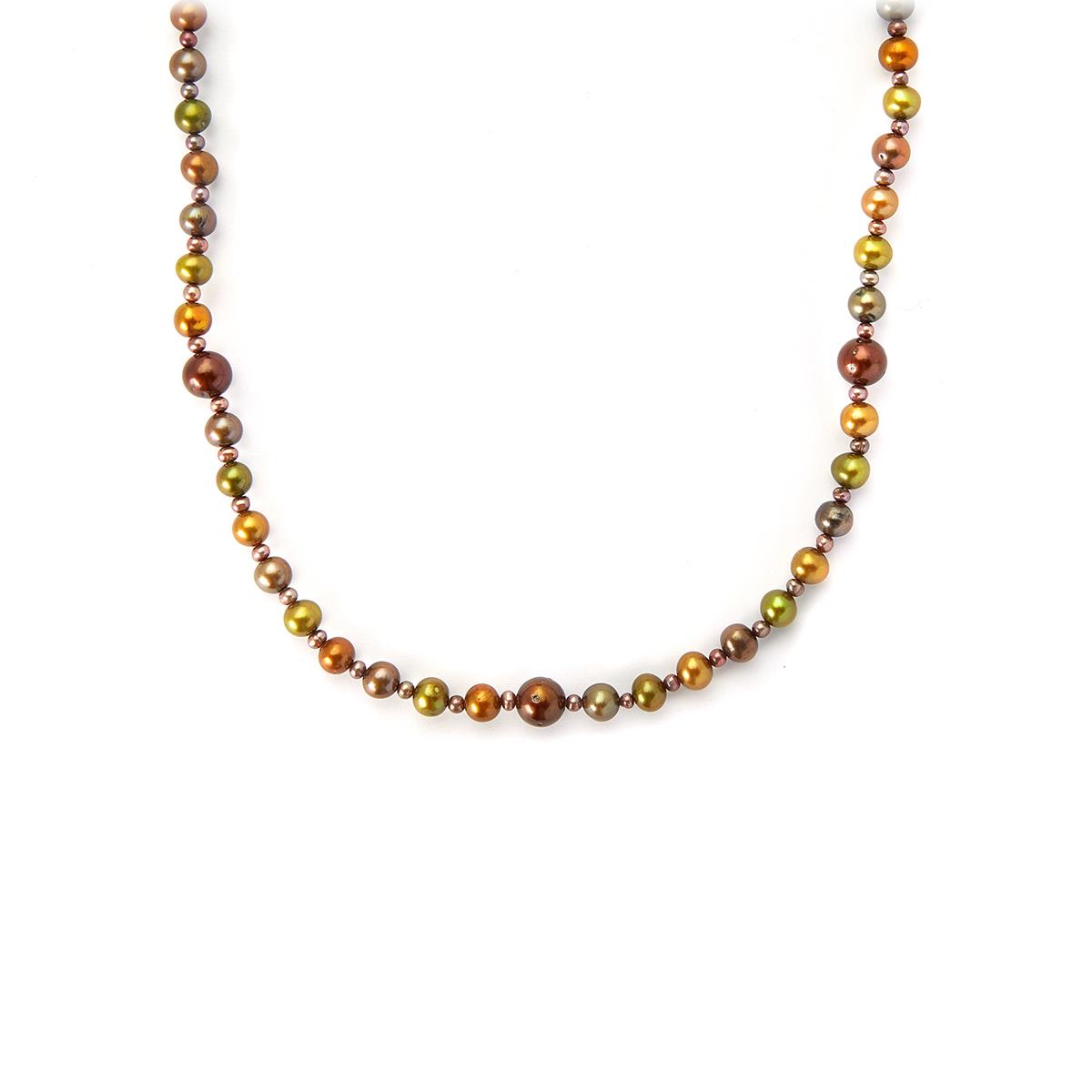 Multi Colour Freshwater Cultured Pearl Sterling Silver Necklace Gemporia