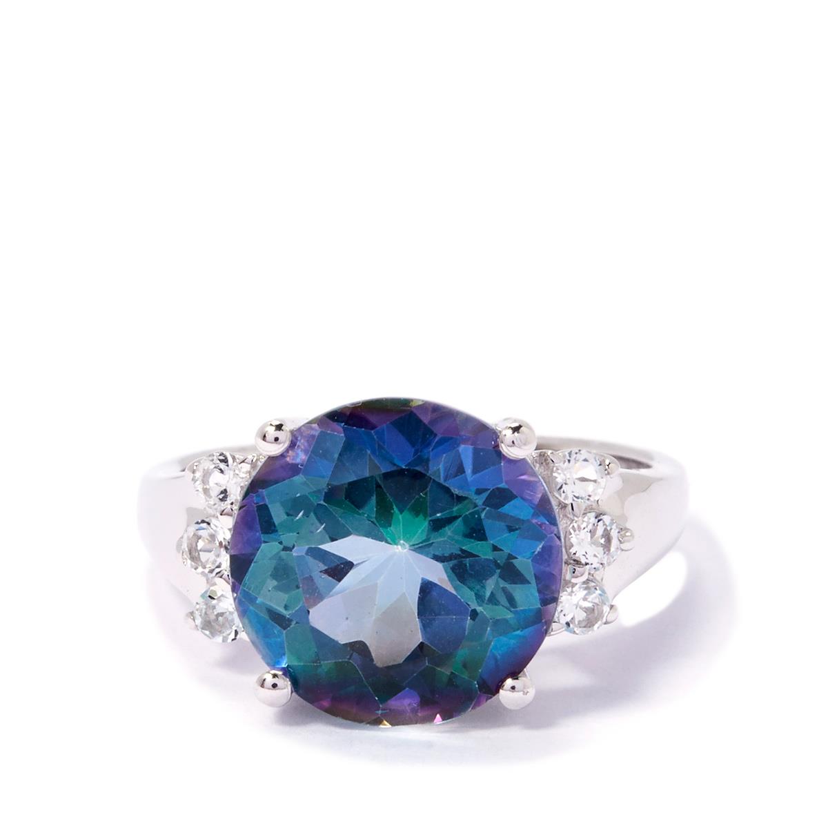 Mystic Neptune Garden Topaz Ring with White Topaz in Sterling Silver 6 ...