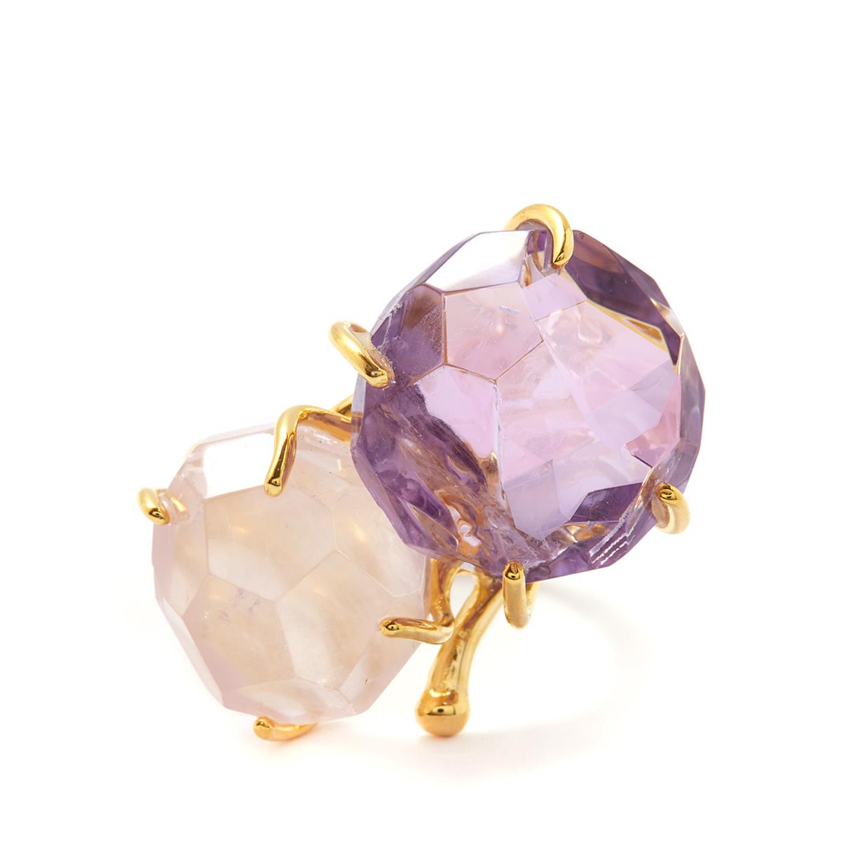 Rose Quartz Ring with Amethyst in 14k Gold Flash Sterling Silver 39 ...