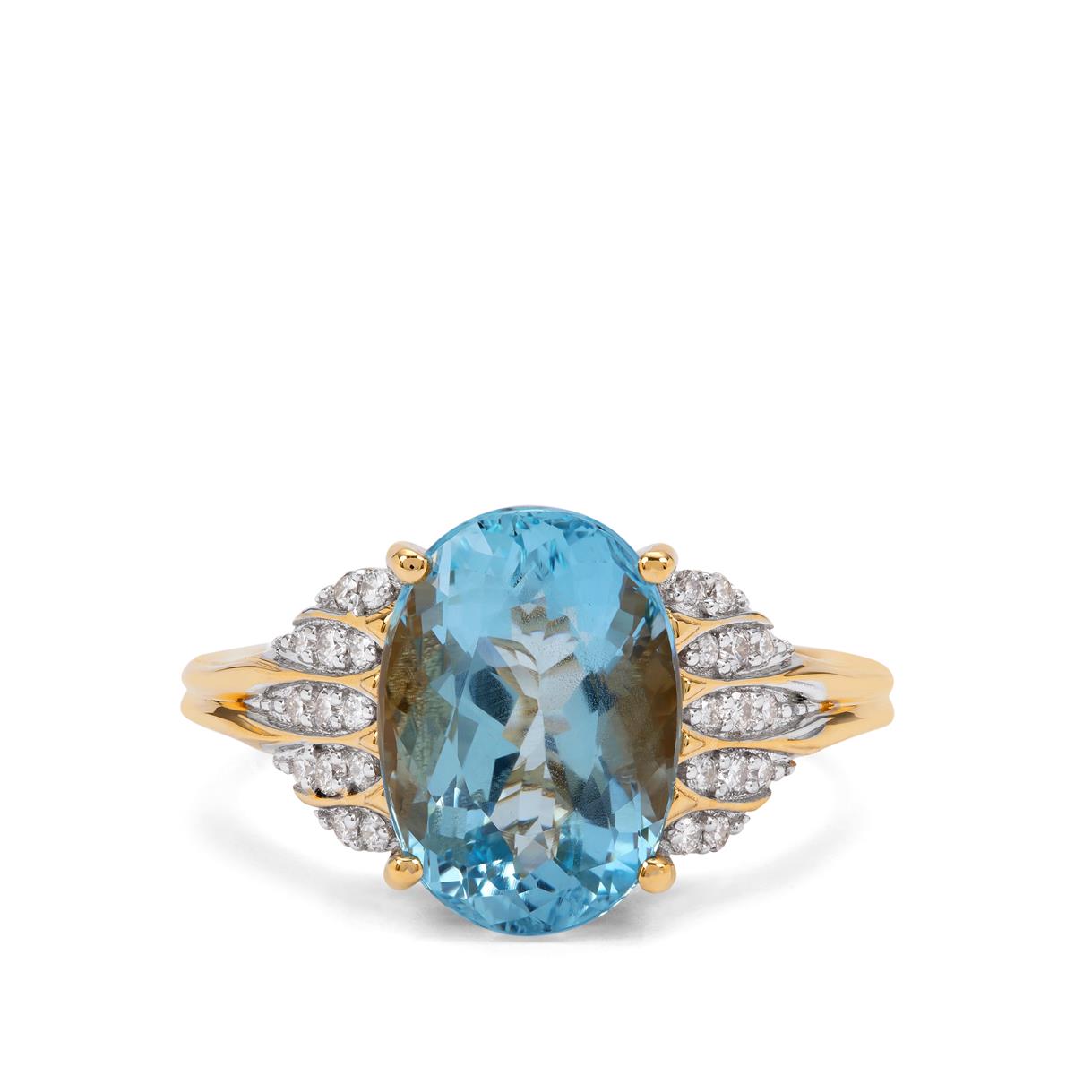 Santa Maria Aquamarine Ring with Diamonds in 18K Gold 4.42cts | Gemporia