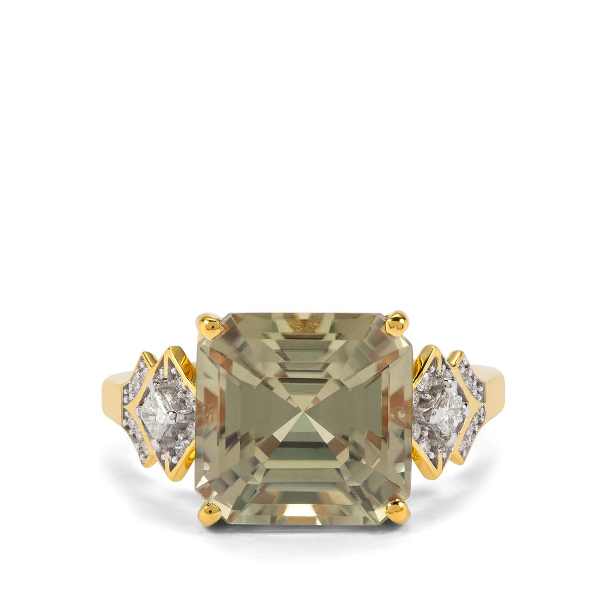 Asscher Cut Csarite® Ring with Diamond in 18K Gold 7.51cts | Gemporia