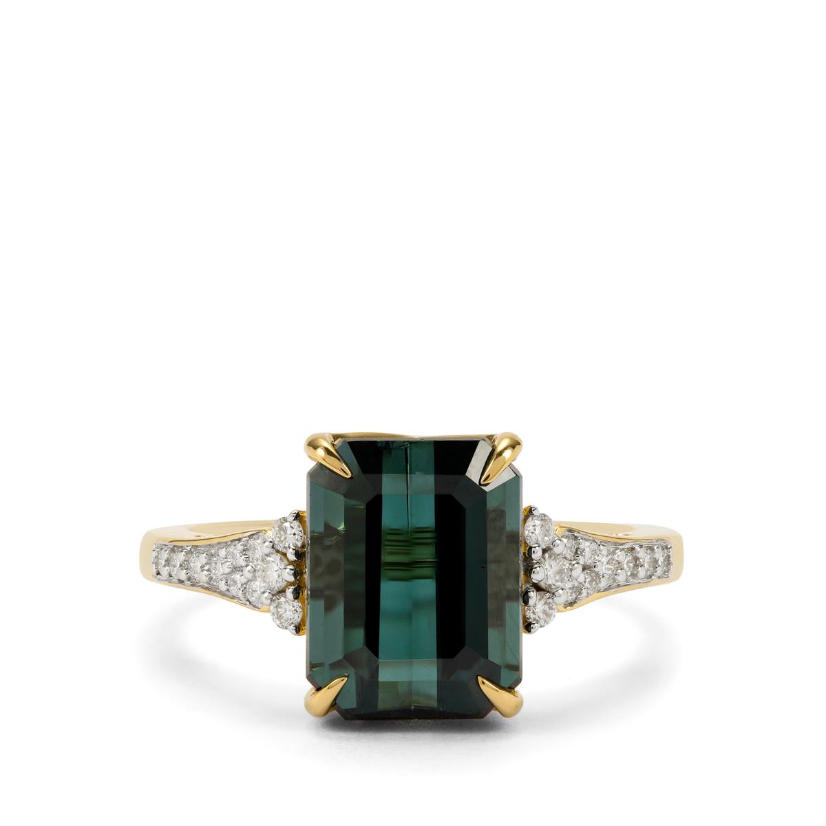 Mutuca Indicolite Ring with Diamond in 18K Gold 4.41cts | Gemporia