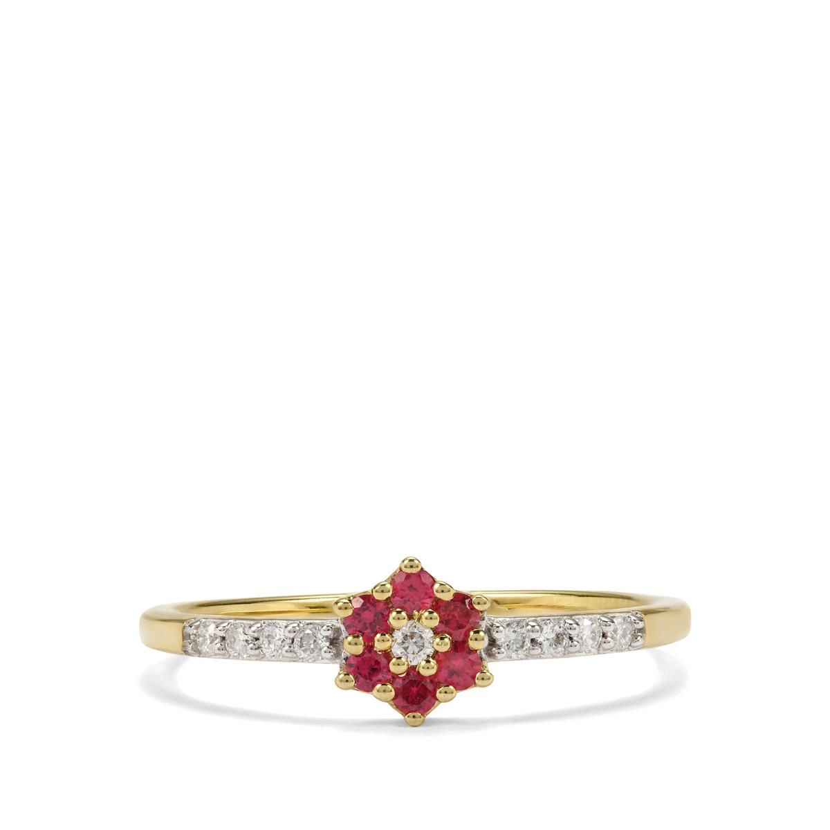 Greenland Ruby Ring with Canadian Diamond in 9K Gold 0.24ct | Gemporia