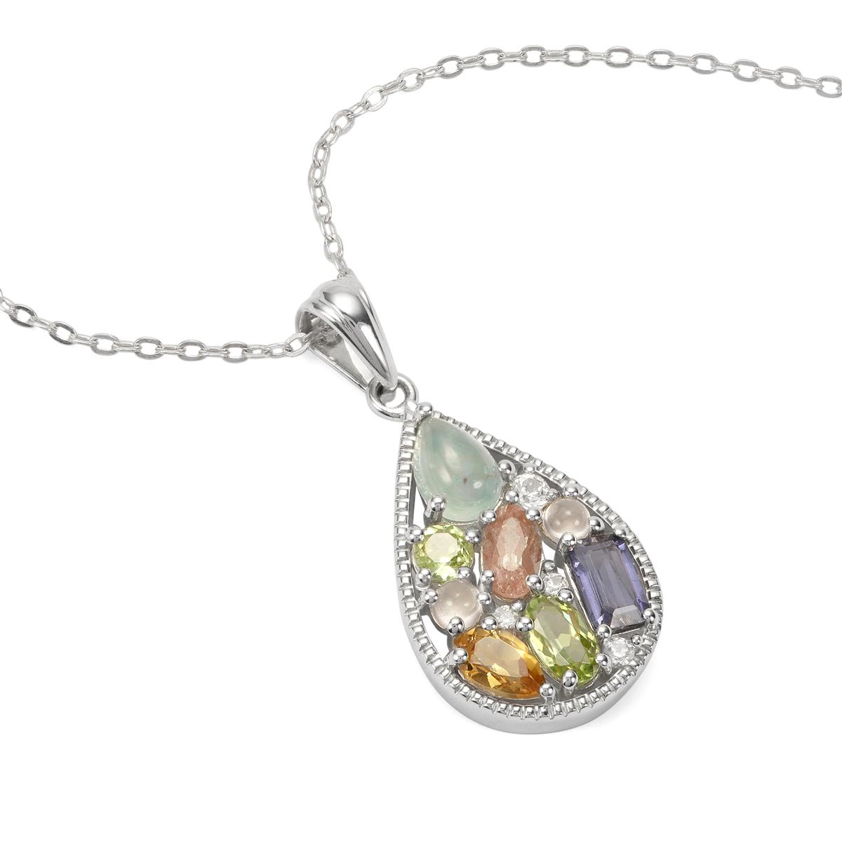 Bengal Iolite Pendant with Multi Gemstones in Sterling Silver 1.65cts ...