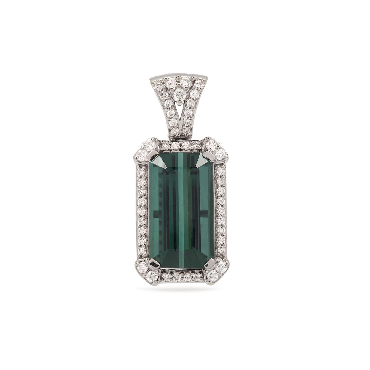Mutuca Indicolite Pendant with Diamonds in Platinum 950 5cts | Gemporia