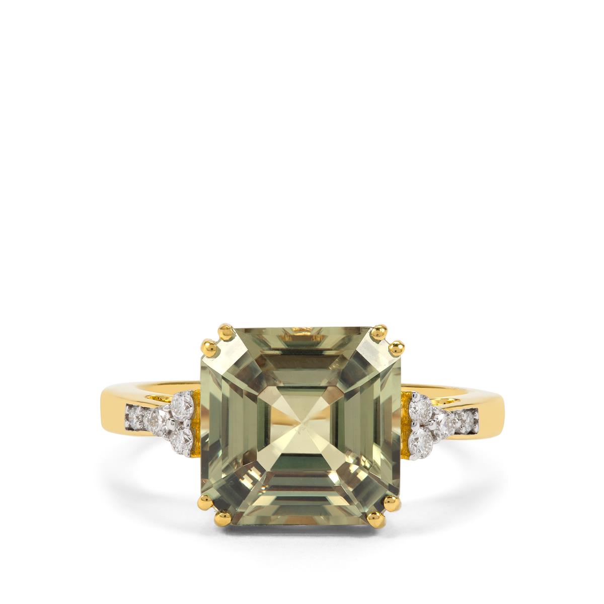 Asscher Cut Csarite® Ring with Diamond in 18K Gold 5.22cts | Gemporia