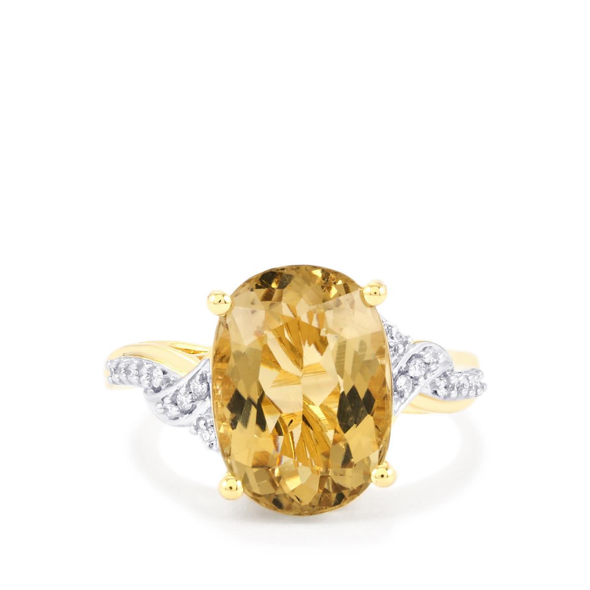 Scapolite Ring with Diamond in 18K Gold 5.64cts | Gemporia