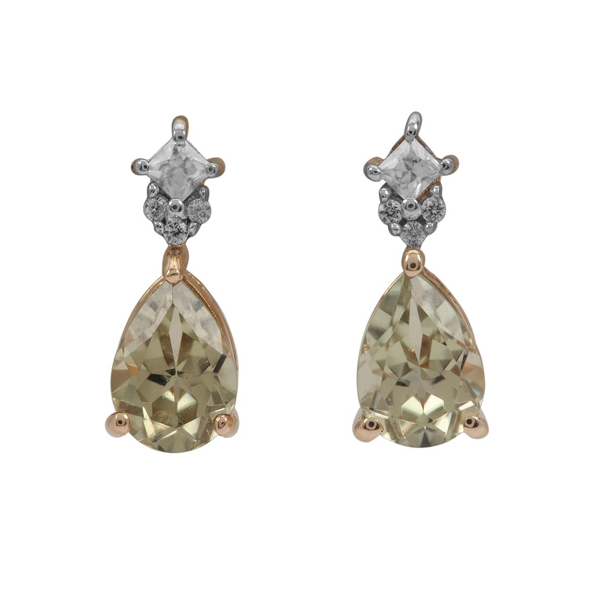 Csarite® Earrings with White Zircon in 9K Gold 1.70cts | Gemporia