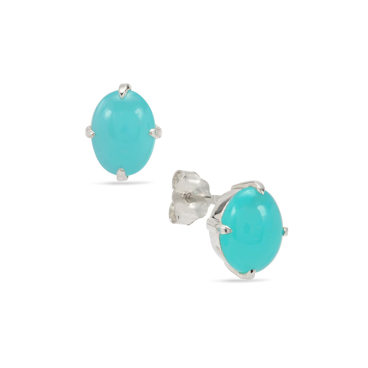 Paraiba Agate Earrings in Sterling Silver 2.30cts | Gemporia