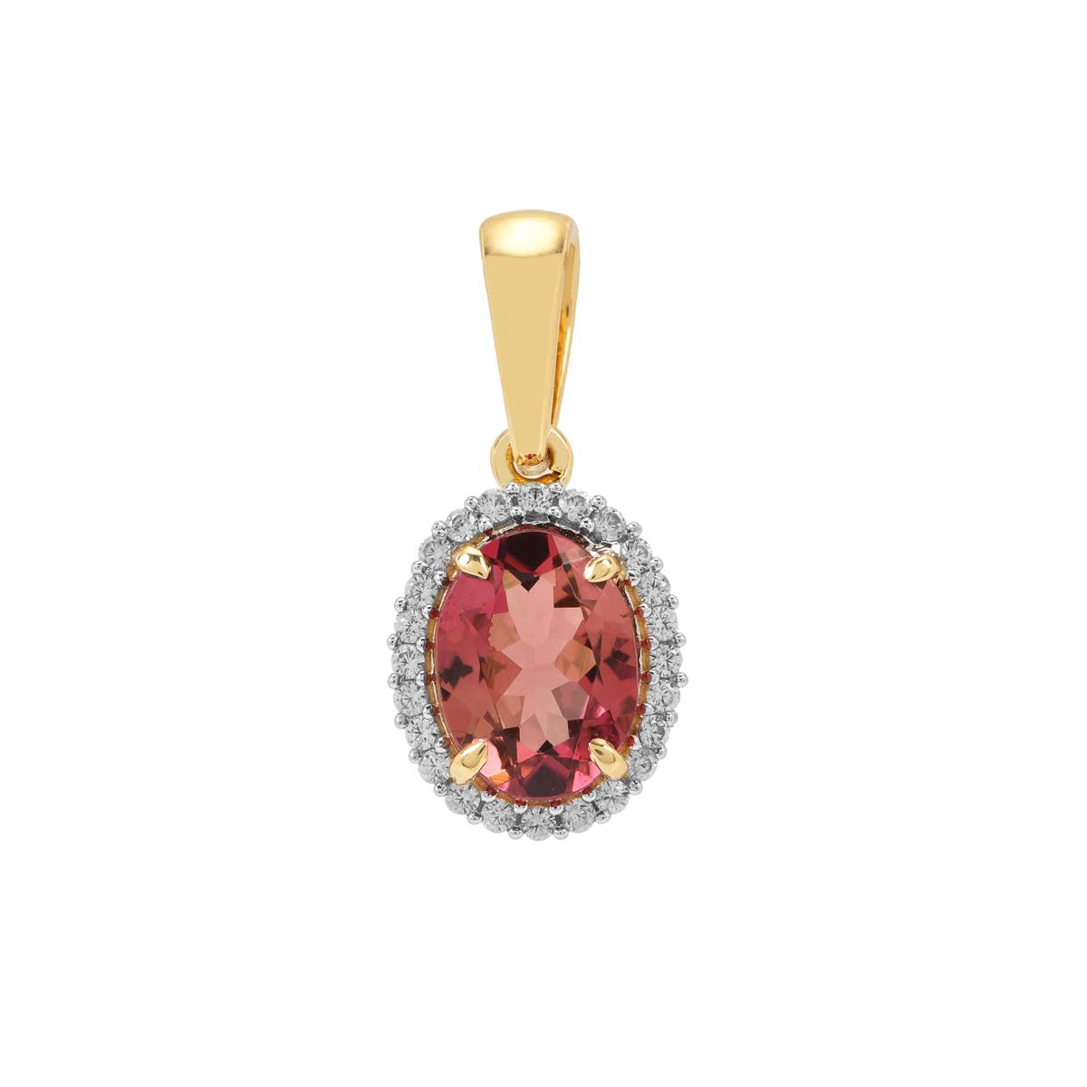 Congo Pink Tourmaline Pendant with White Zircon in 9K Gold 1.35cts ...