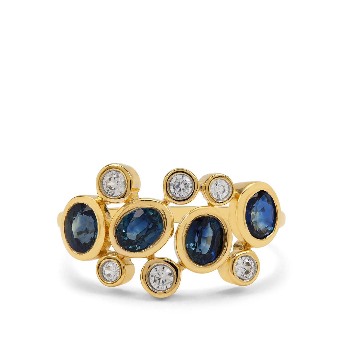 Diego Suarez Blue Sapphire Sapphire Ring with White Zircon in 9K Gold 1 ...