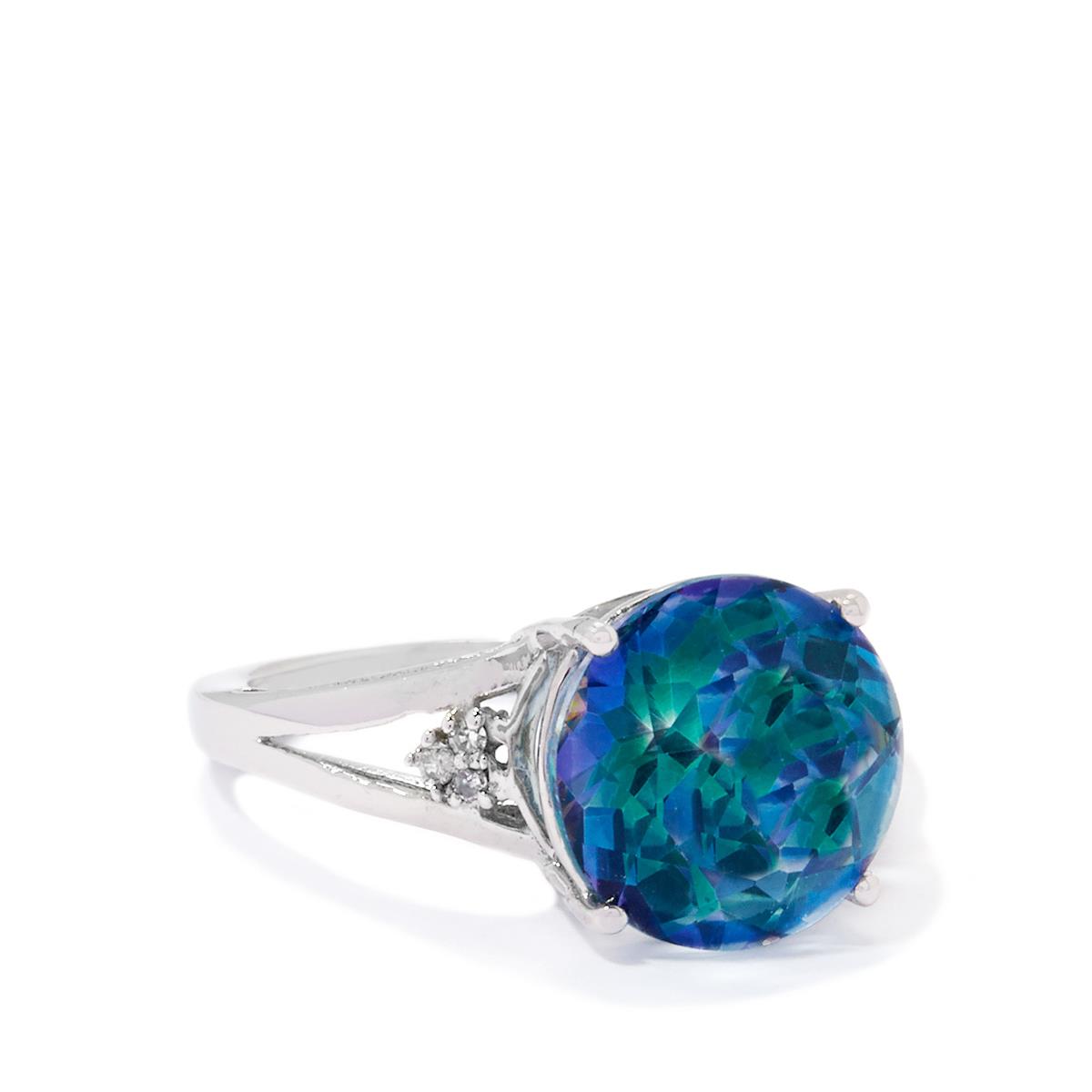 Mystic Neptune Garden Topaz Ring with Diamond in 9k White Gold 4.49cts ...