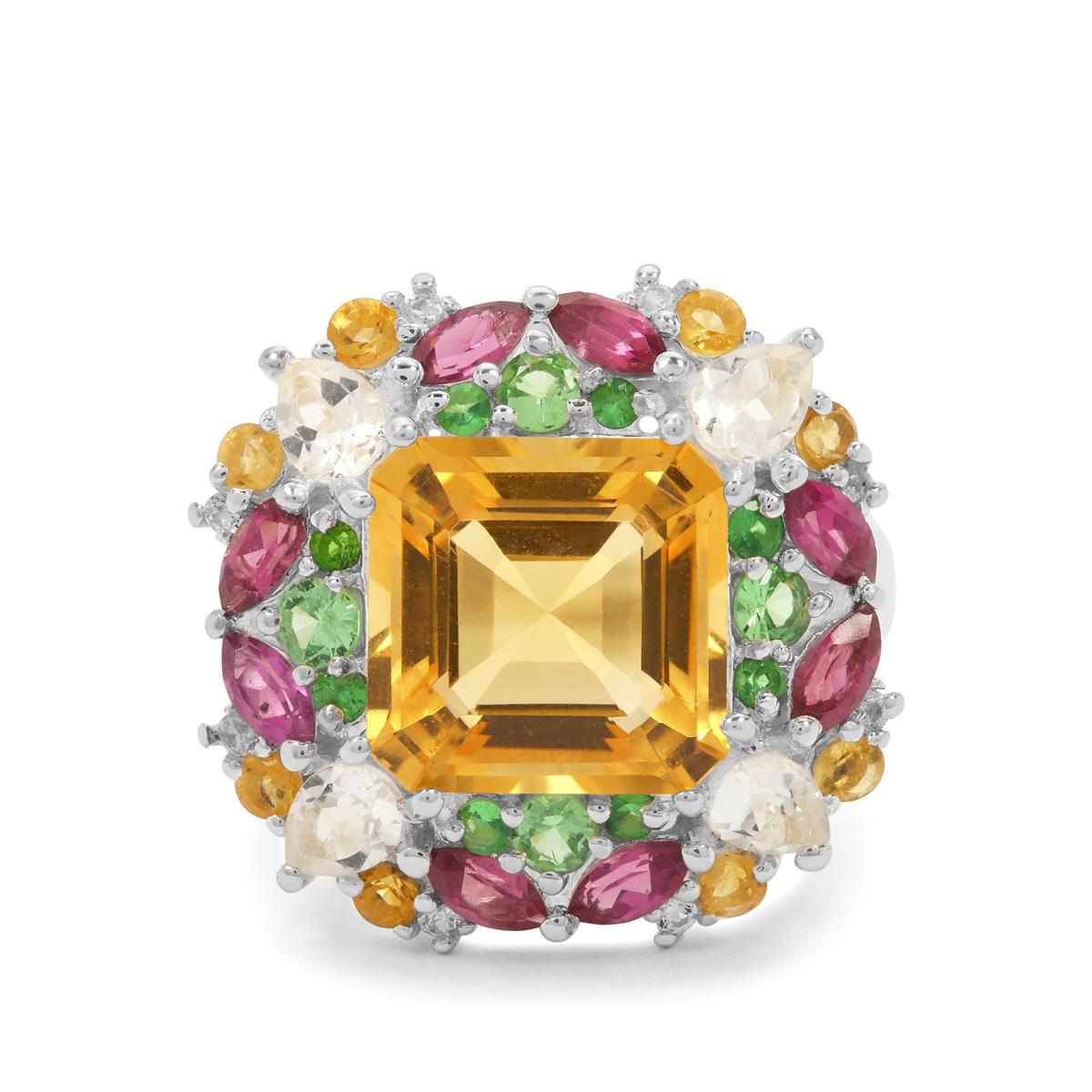 Diamantina Citrine Ring with Multi Gemstones in Sterling Silver 8cts ...